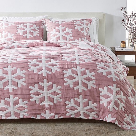 Bedding | Red Patchwork Snowflake 3 Piece Microfiber Queen Quilt Set ...